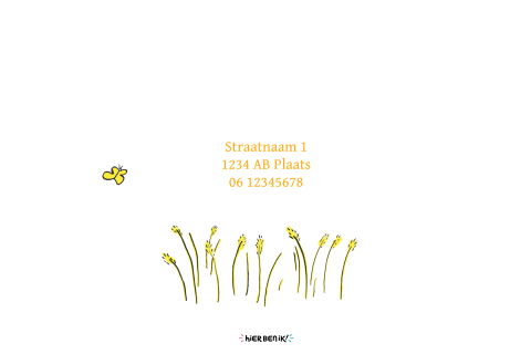 Lief getekend geboortekaartje met heide en dieren vos en hertje